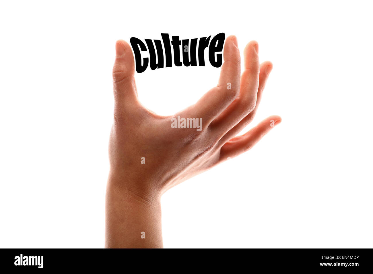 Color horizontal shot of a of a hand squeezing the word "culture Stock ...