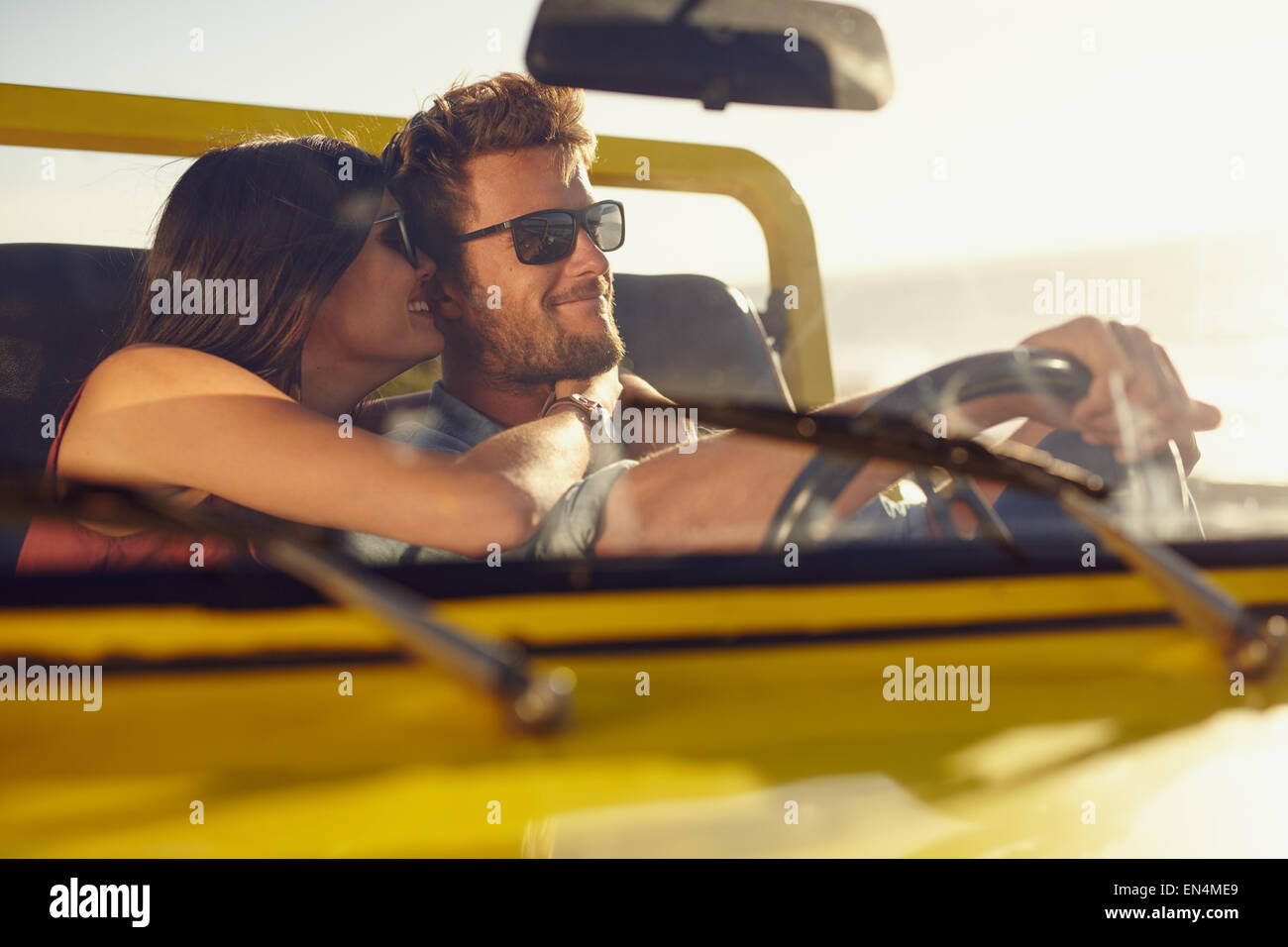 Affectionate young couple on roadtrip hi-res stock photography and ...