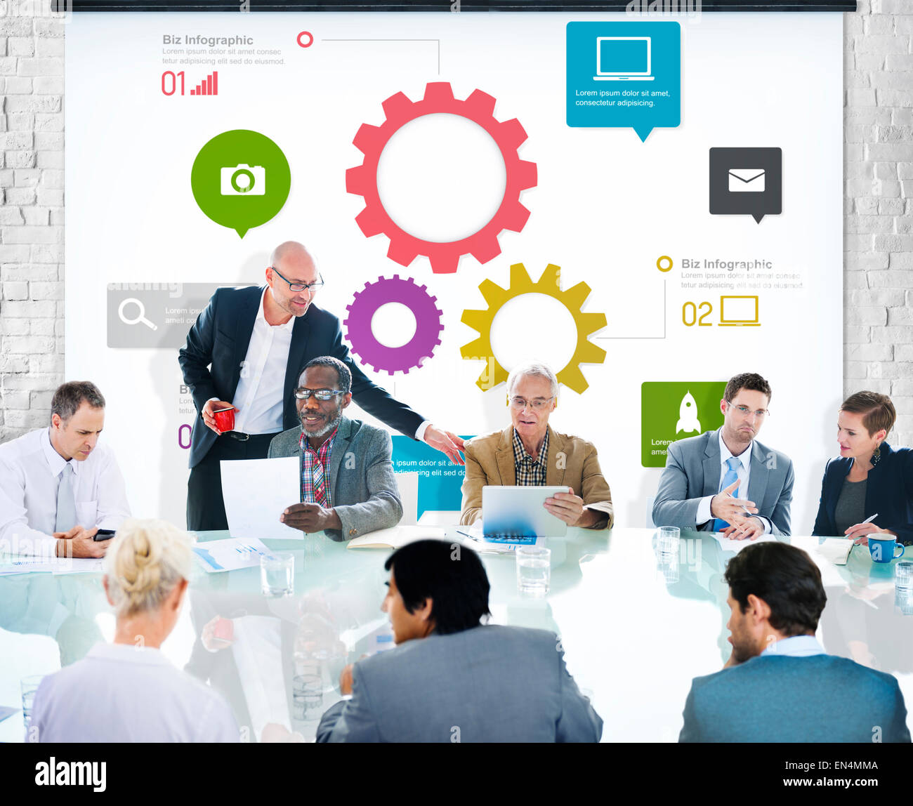 Businessman Having a Presentation About Teamwork Stock Photo - Alamy