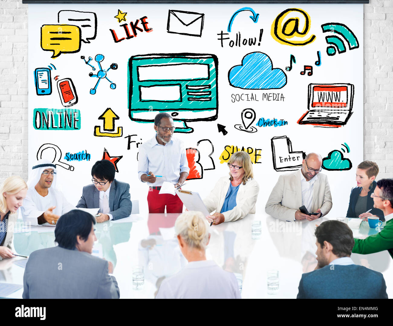 Business People Meeting Global Communications Social Media Concept ...