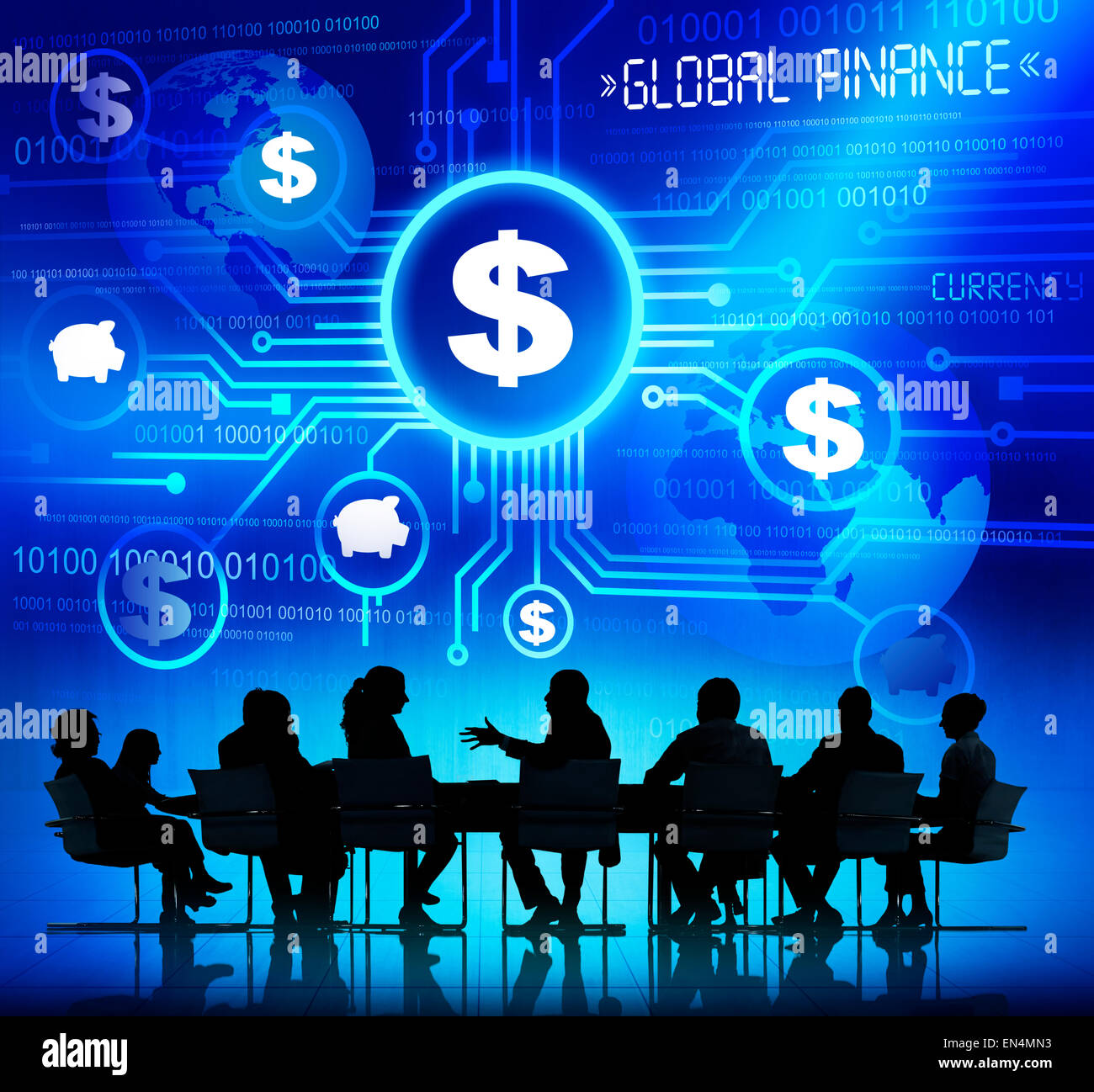 Group of Business People Having a Meeting about Global Finance Stock ...