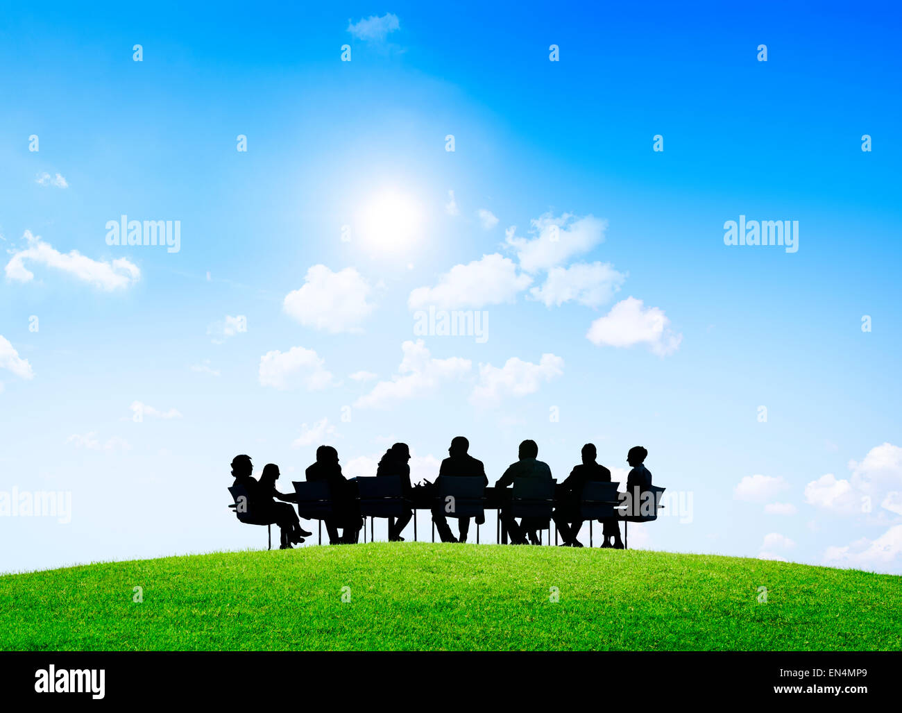 Group of business people having an outdoor meeting Stock Photo - Alamy