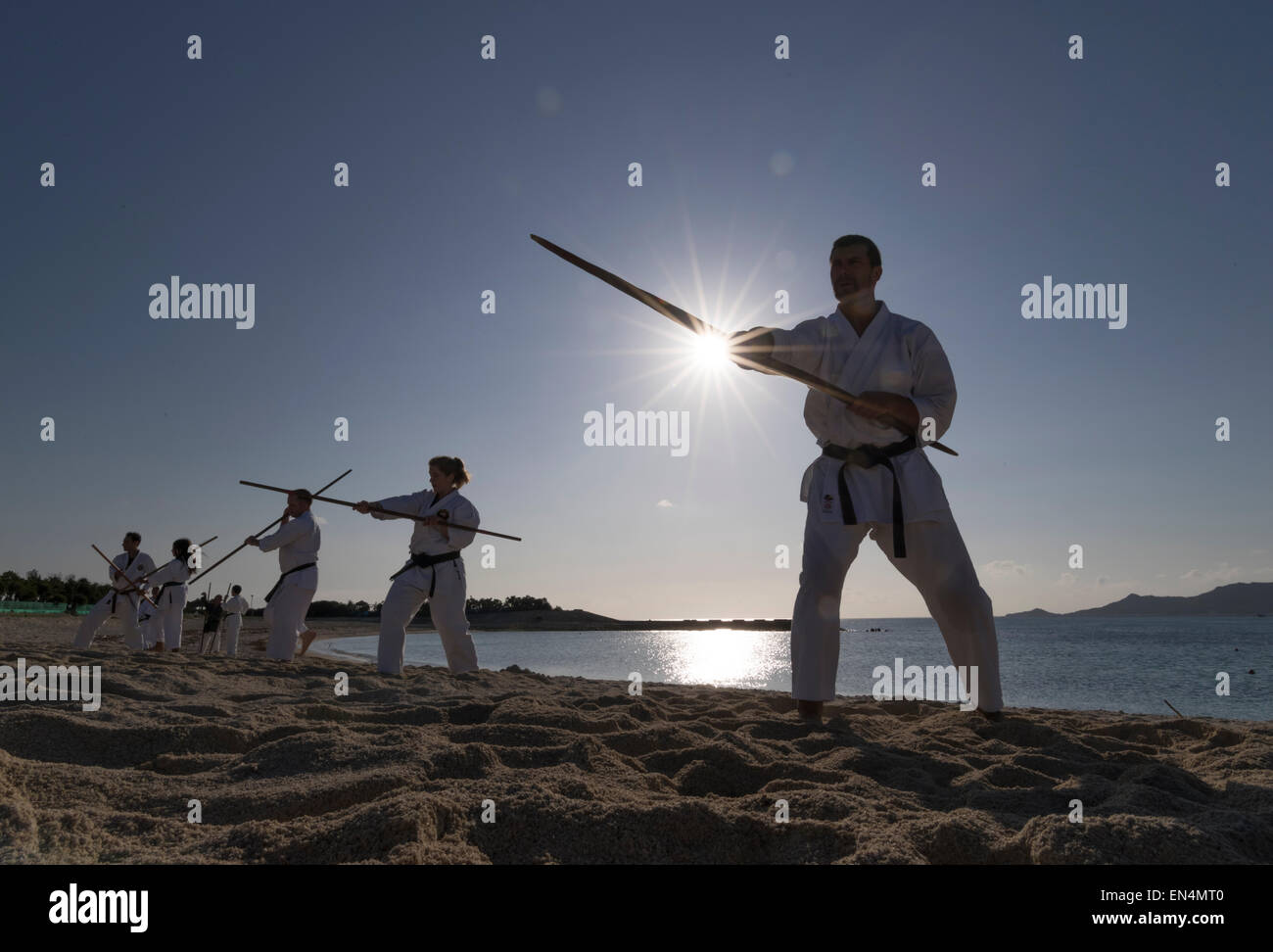 Bo staff kobudo training on Kirakira beach in Okinawa, Japan - the ...