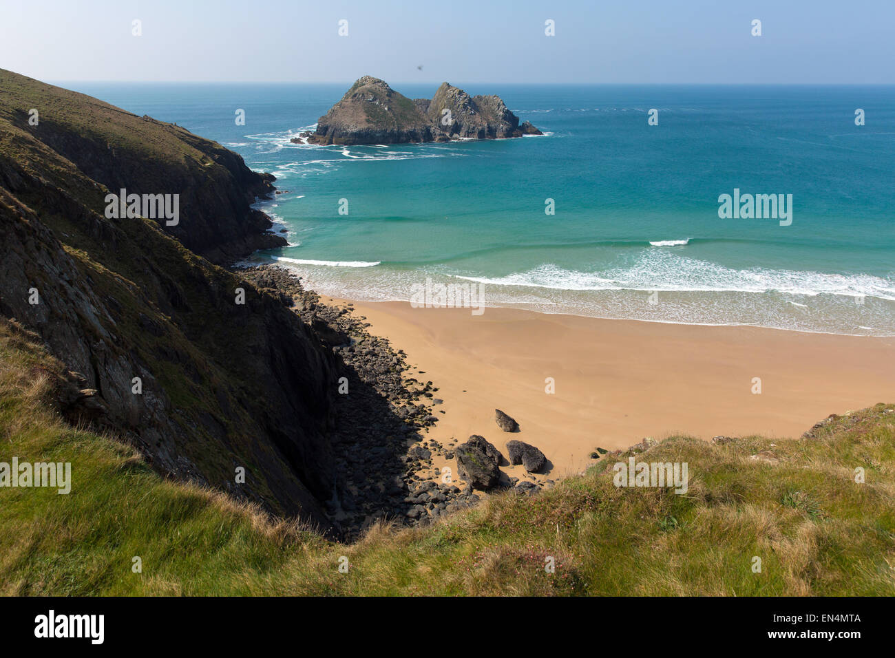 Holywell bay cornwall gull rock hi-res stock photography and images - Alamy