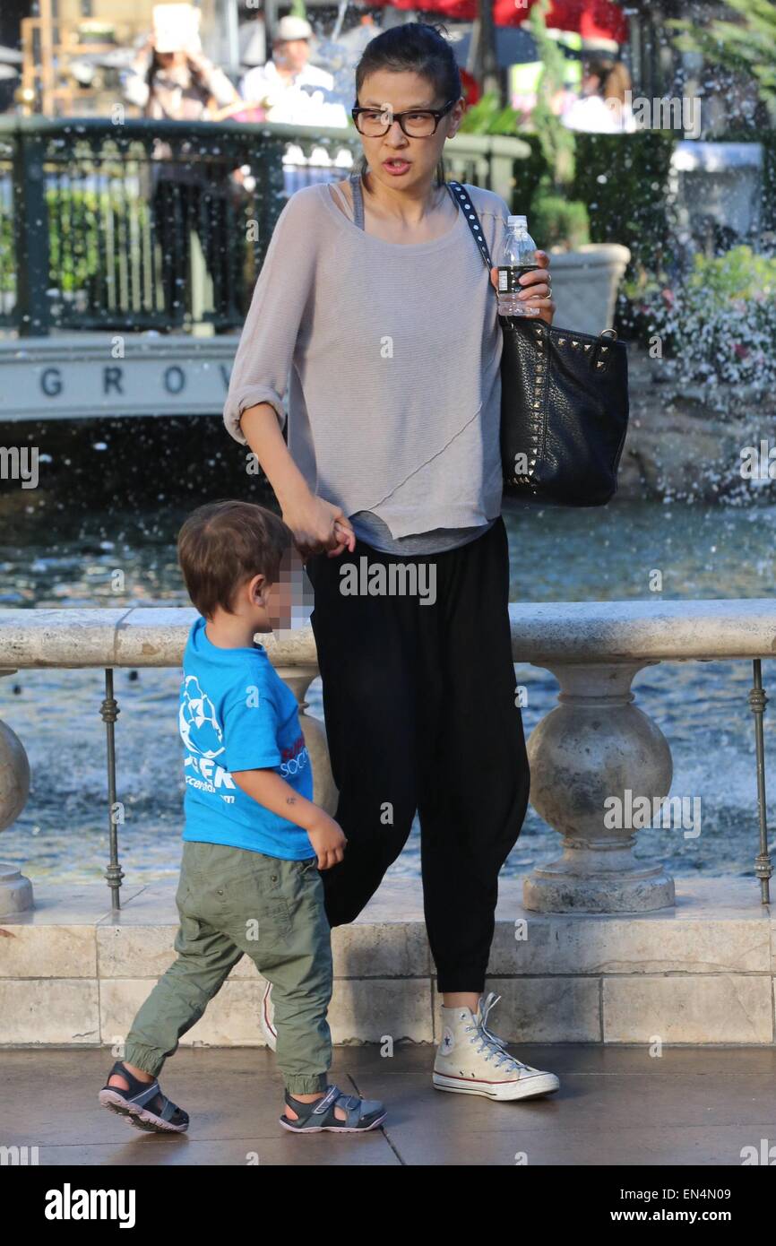 SuChin Pak and her son enjoy a day together at The Grove Featuring ...