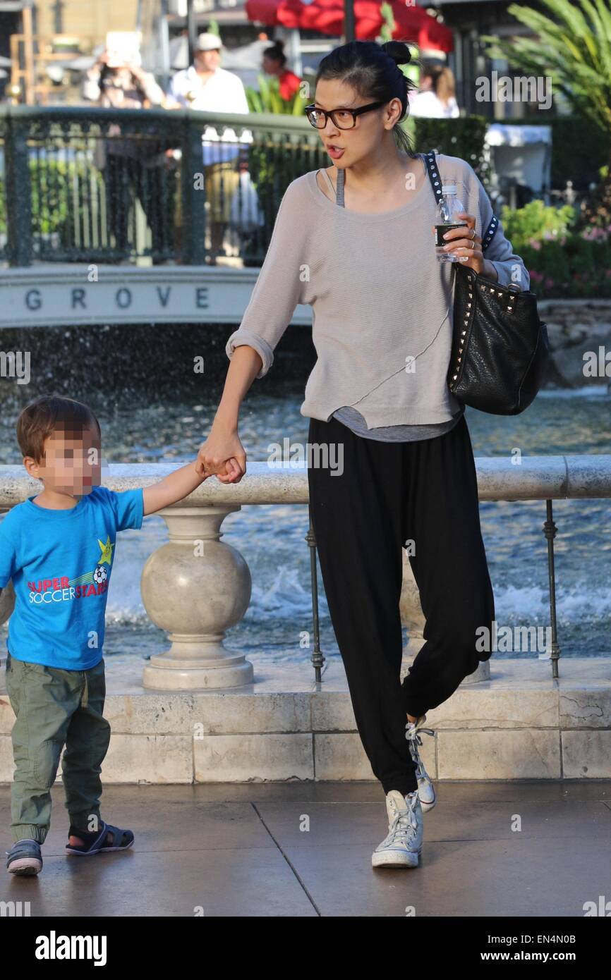 SuChin Pak and her son enjoy a day together at The Grove Featuring ...