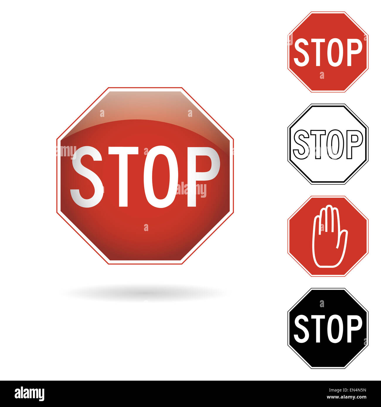 Red and black stop signs Stock Photo - Alamy