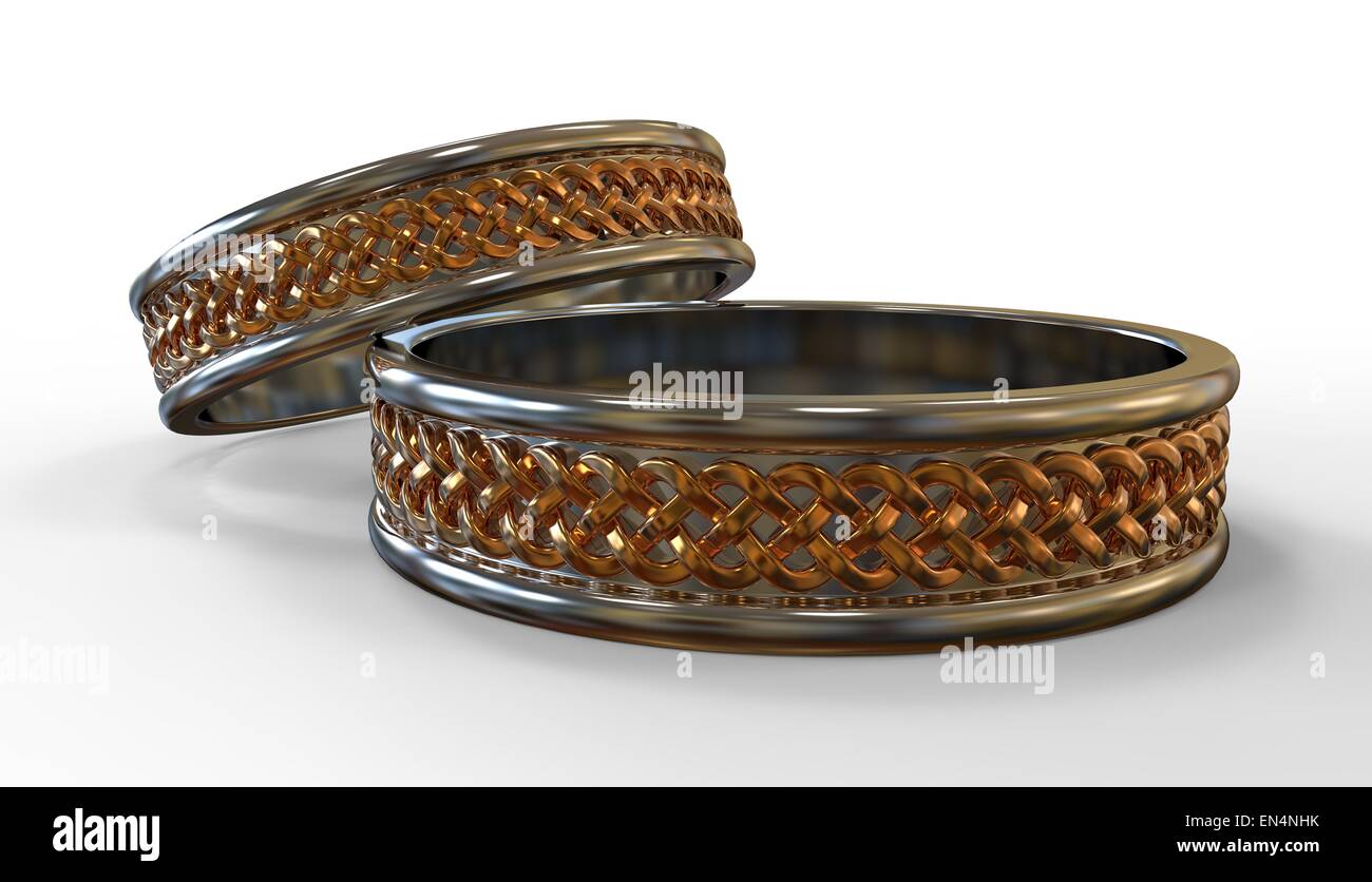 Wedding Rings On A White Background Stock Photo - Alamy
