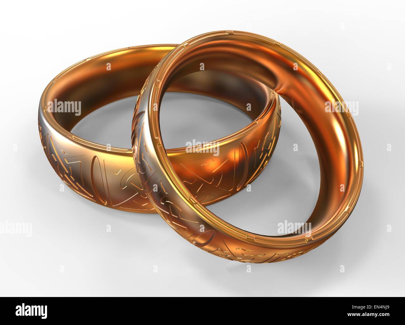 Wedding Rings On A White Background Stock Photo - Alamy