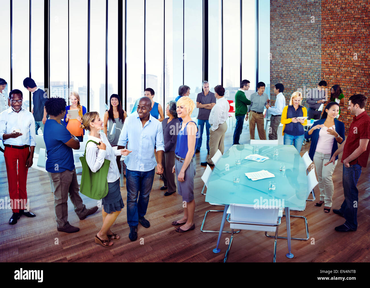 Diverse Group of Business People Socializing Stock Photo - Alamy