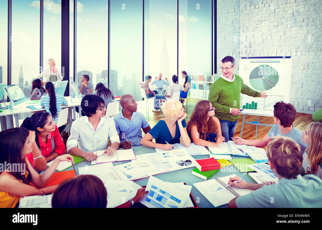 Diverse Students Learning from the Professor Stock Photo - Alamy