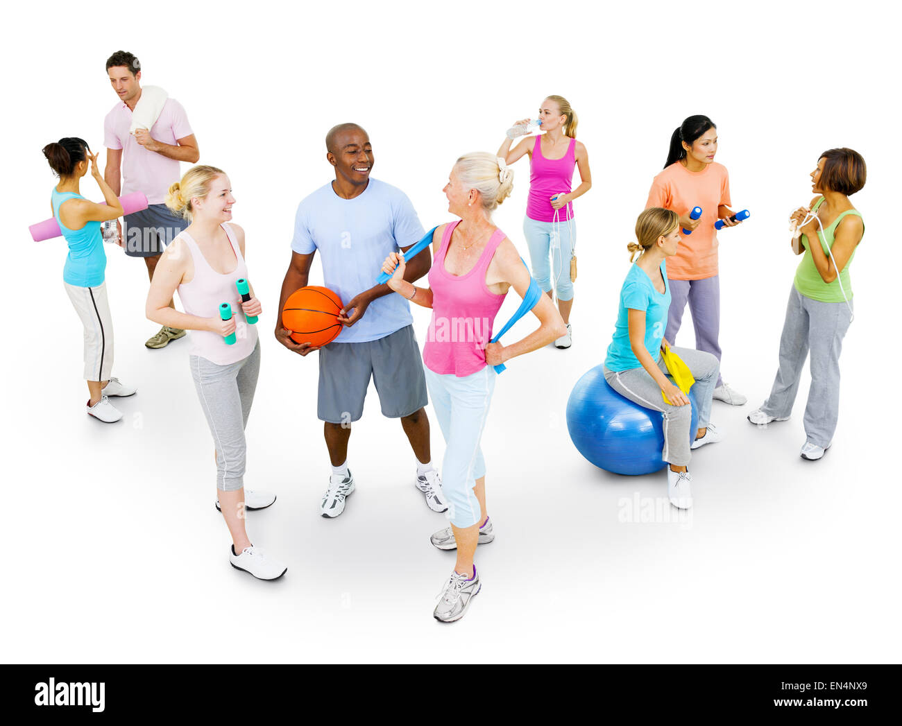 Fitness teamwork group weights hi-res stock photography and images - Alamy