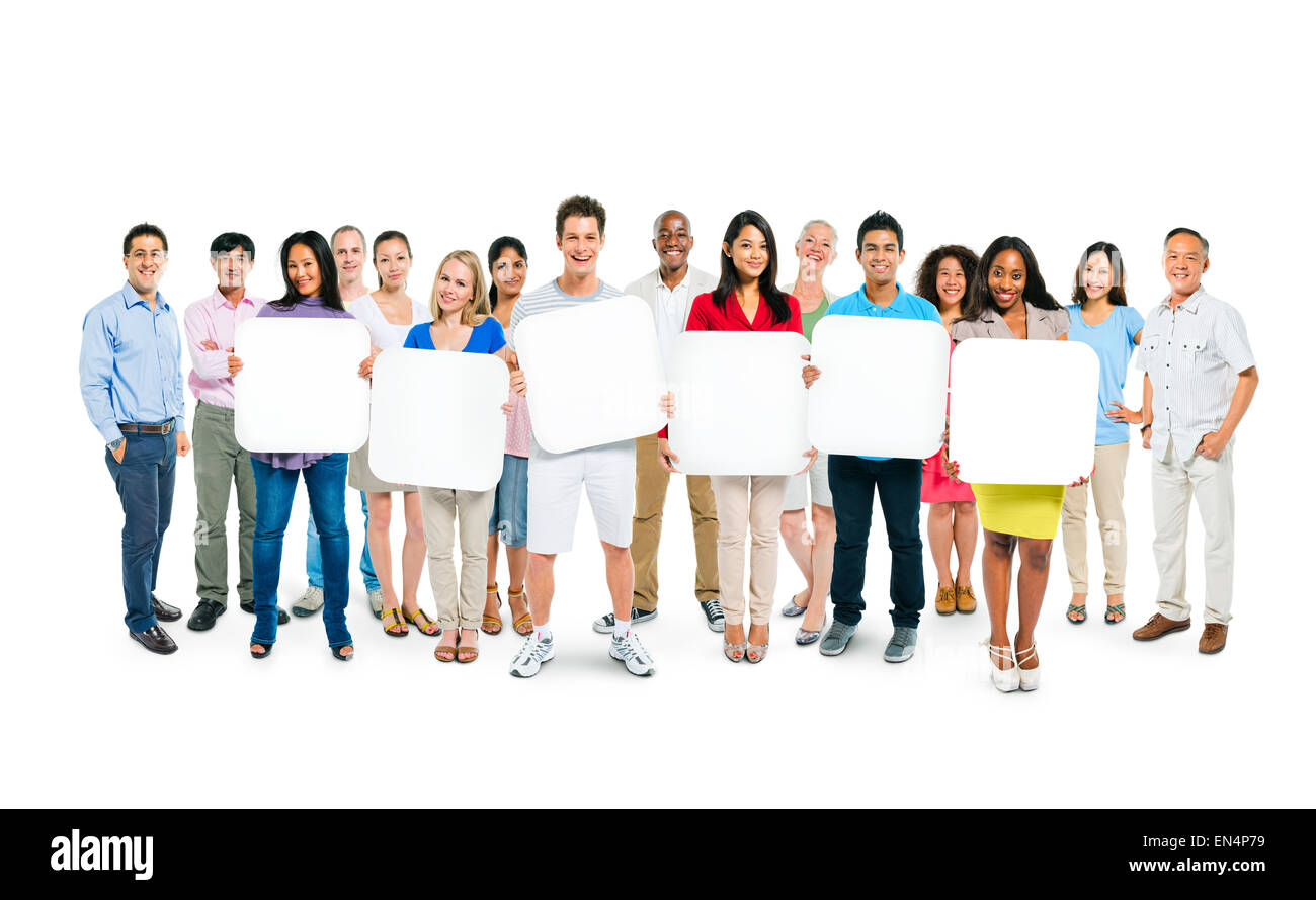 Group Of People Holding Blank Boards Stock Photo - Alamy