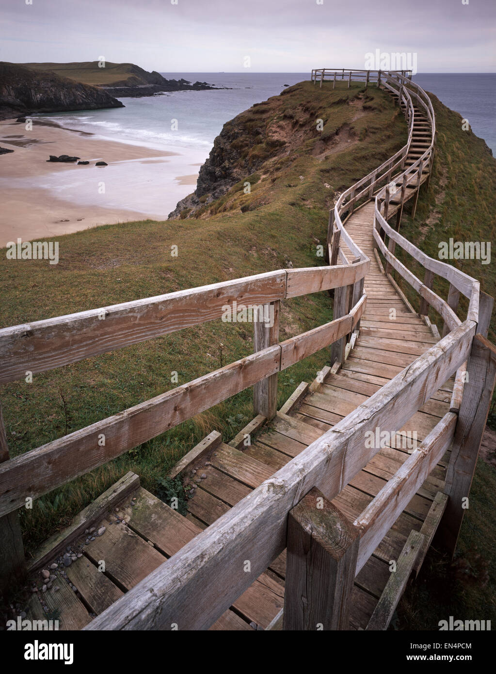 The wooden walkway leading to a viewpoint at Sango Bay looking North ...