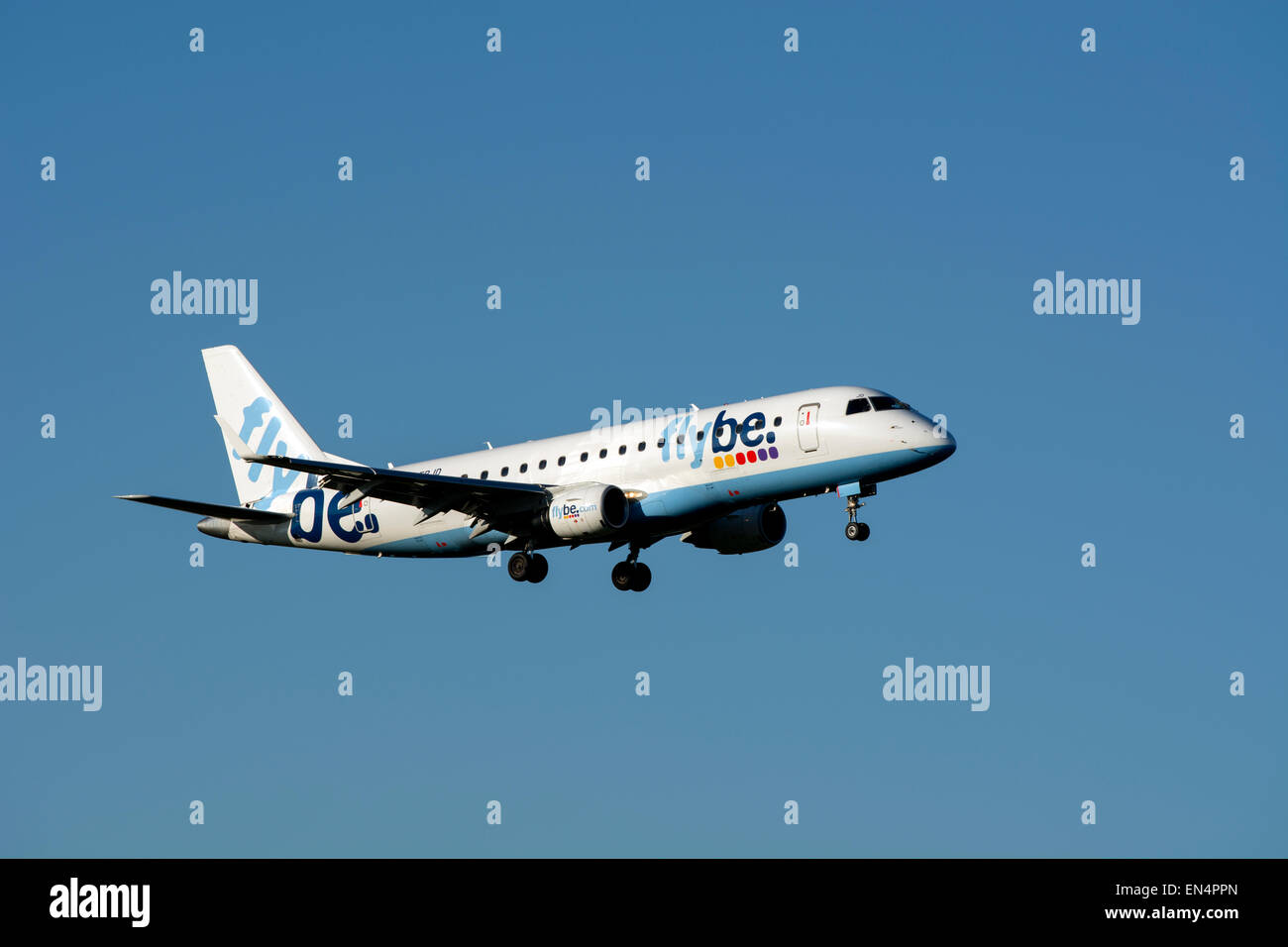 Flybe Embraer ERJ-175 (G-FBJD) landing at Birmingham Airport, UK Stock ...