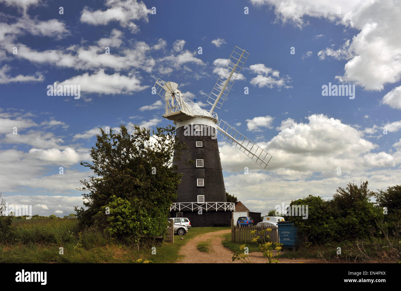 Windmill at Burnham Overy Staithe on the North Norfolk coast. Now used ...