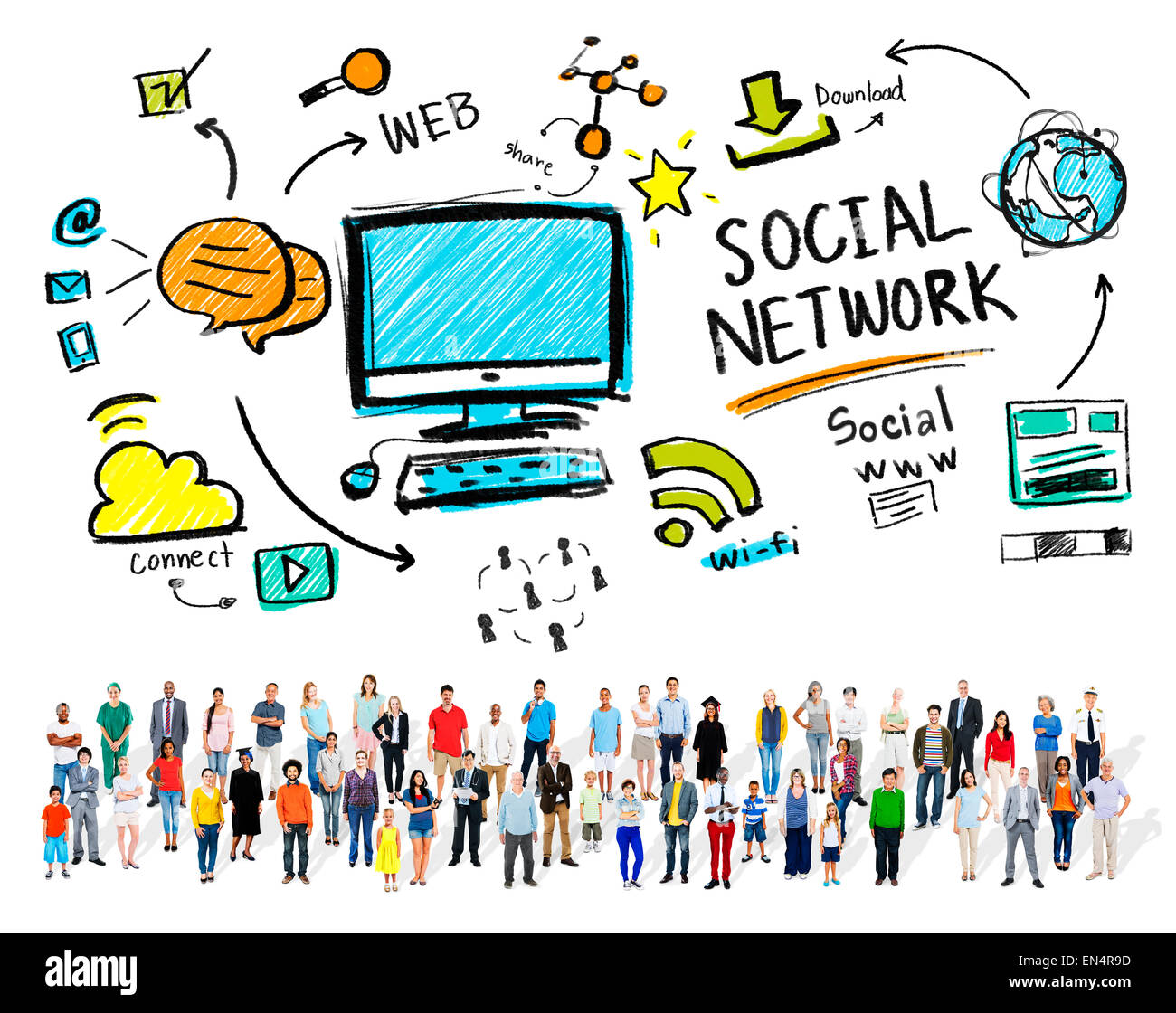 Social Network Social Media Diversity People Community Concept Stock ...