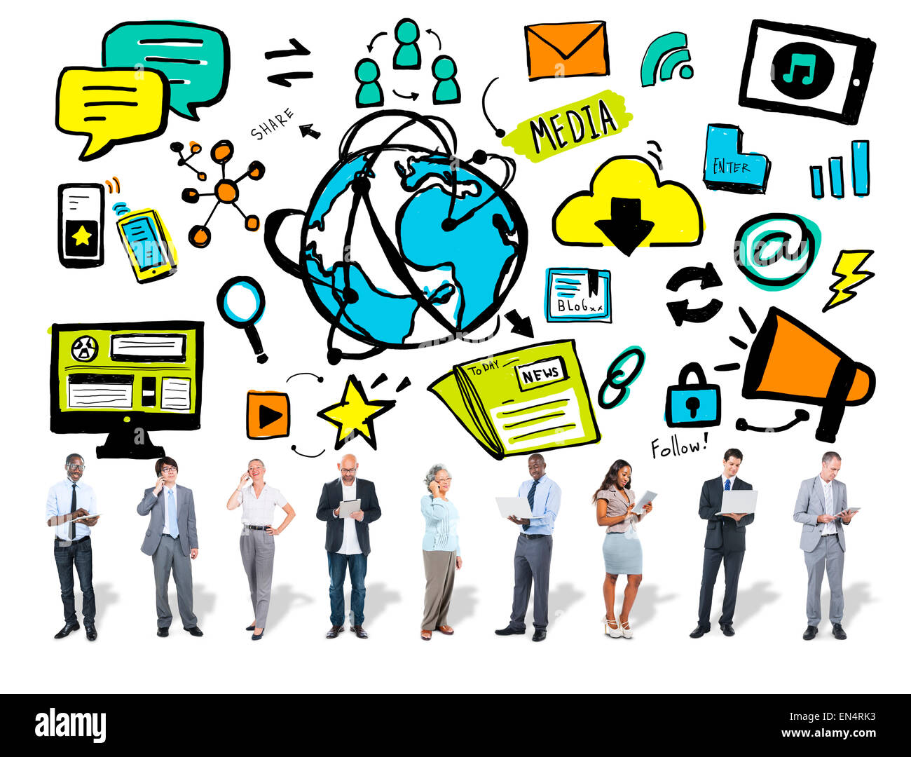 Business People Media Technology Digital Communication Concept Stock ...