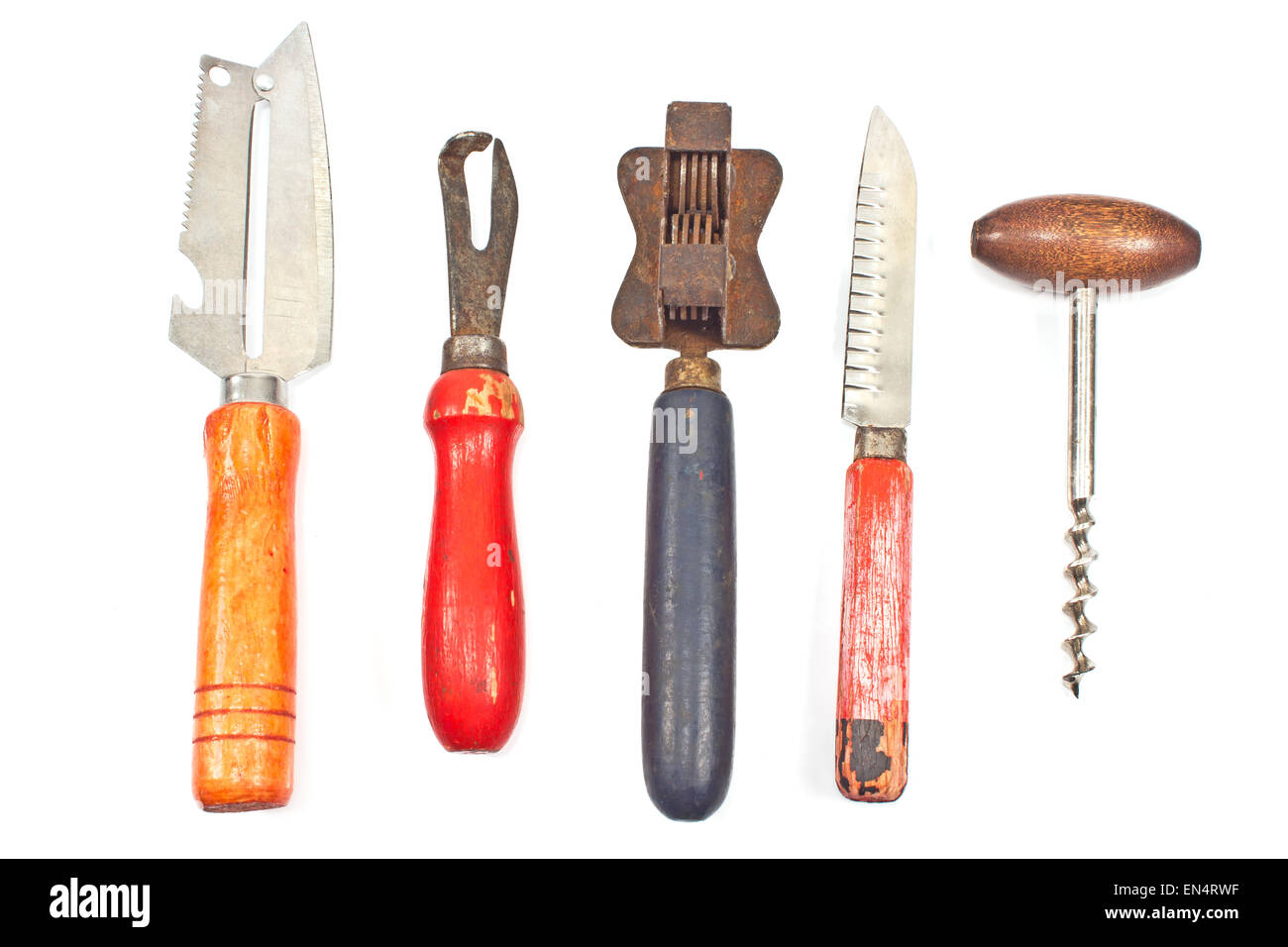 Set of vintage kitchen utensils isolated on white Stock Photo - Alamy