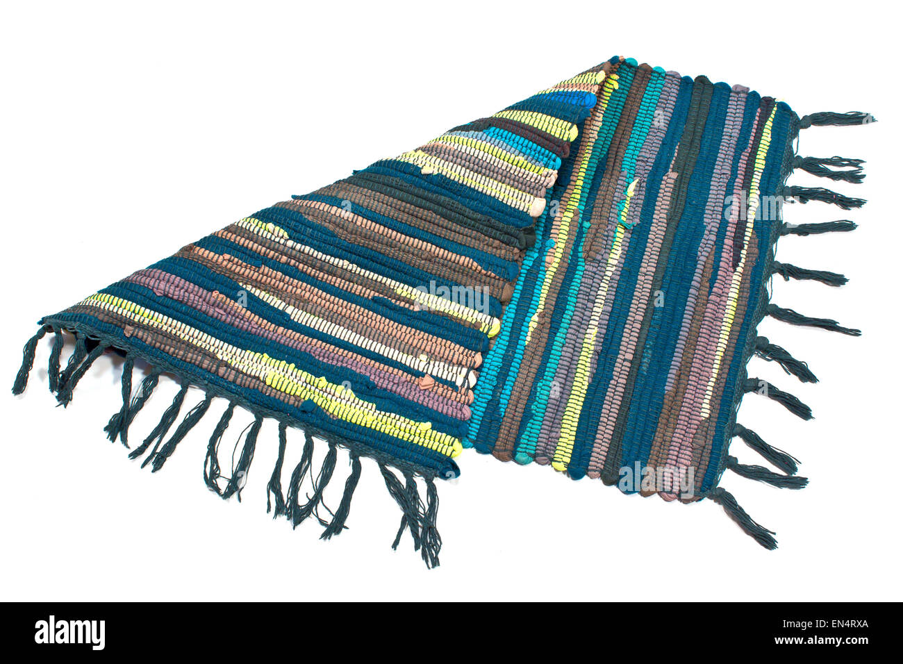 Colorful small carpet isolated on white Stock Photo - Alamy