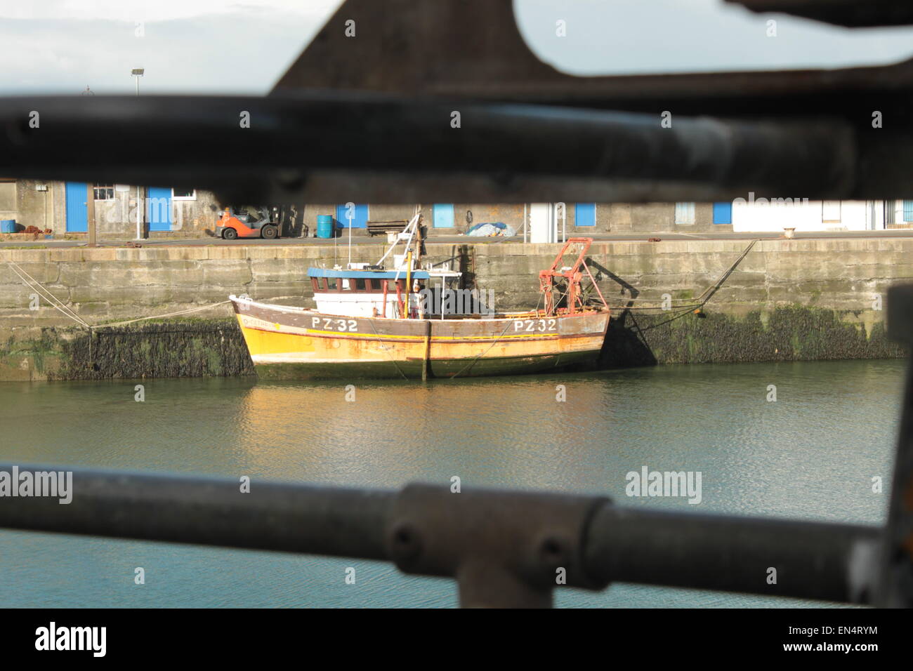 newlyn harbour and fishing boats on a sunny day in summer west cornwall ...