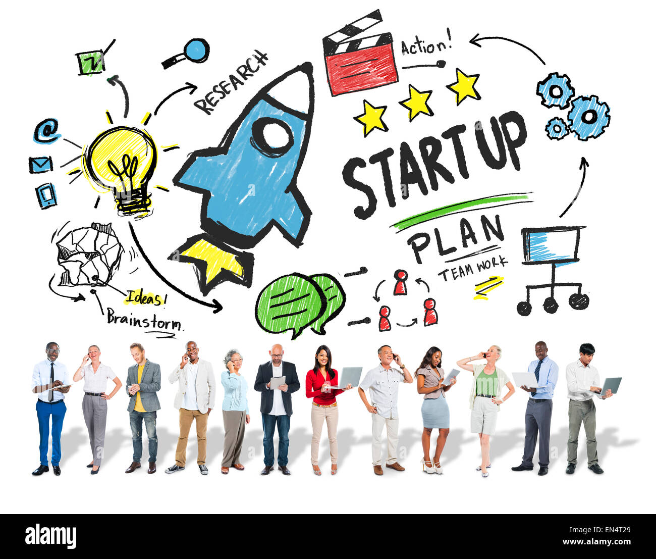 Start Up Business Launch Success Business Technology Concept Stock ...