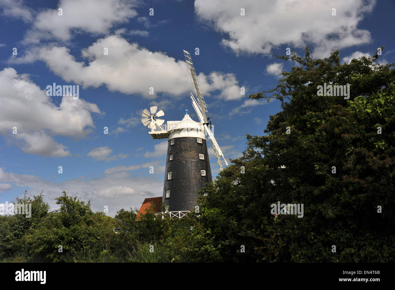 Windmill at Burnham Overy Staithe on the North Norfolk coast. Now used ...