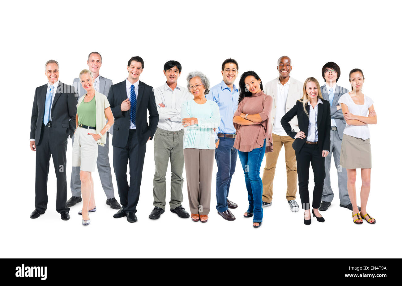Business people standing and happy Stock Photo - Alamy