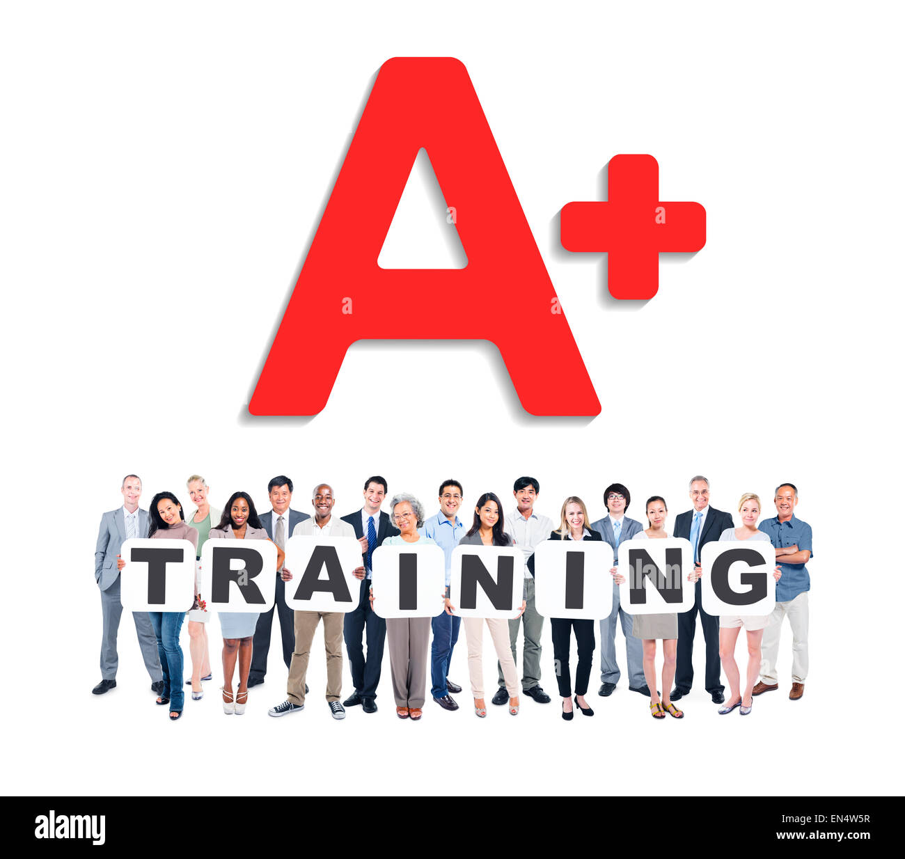 Multi-Ethnic Group Of Diverse People Holding Letters That Form Training ...