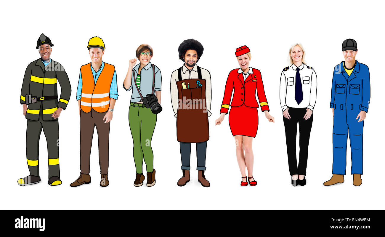 Group of Diverse Multiethnic People with Different Jobs Stock Photo - Alamy