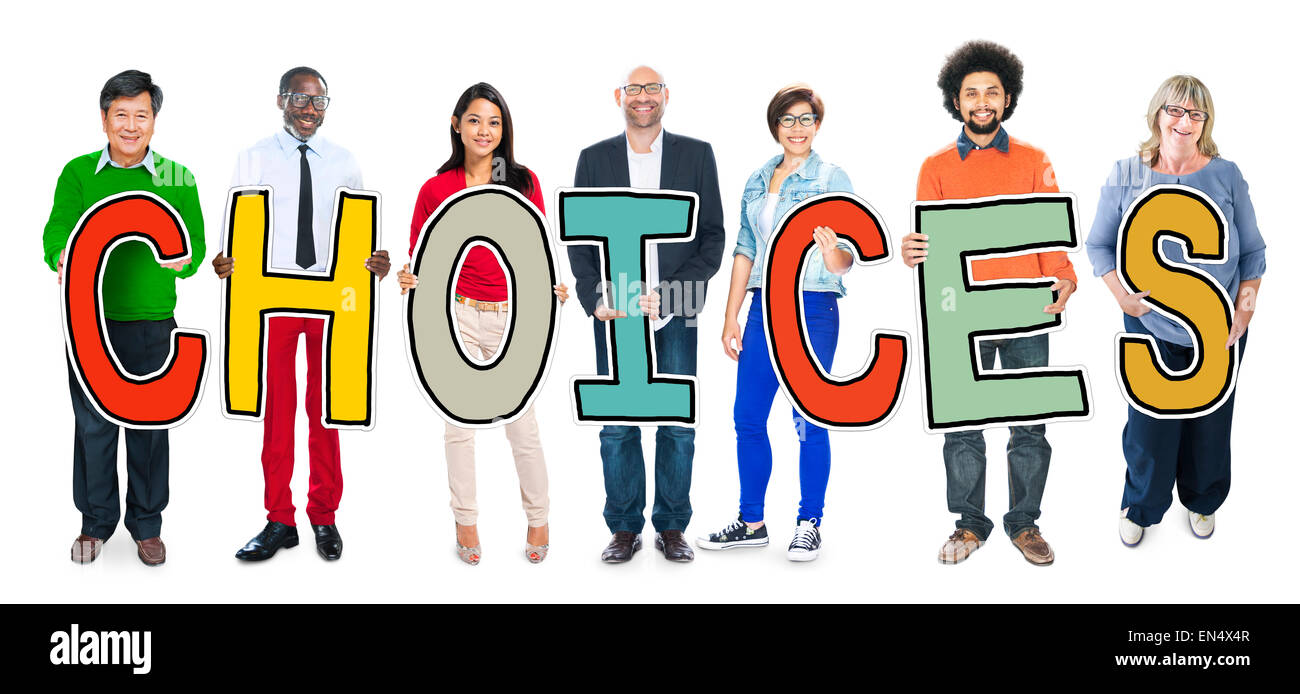 Happiness choice text Cut Out Stock Images & Pictures - Alamy