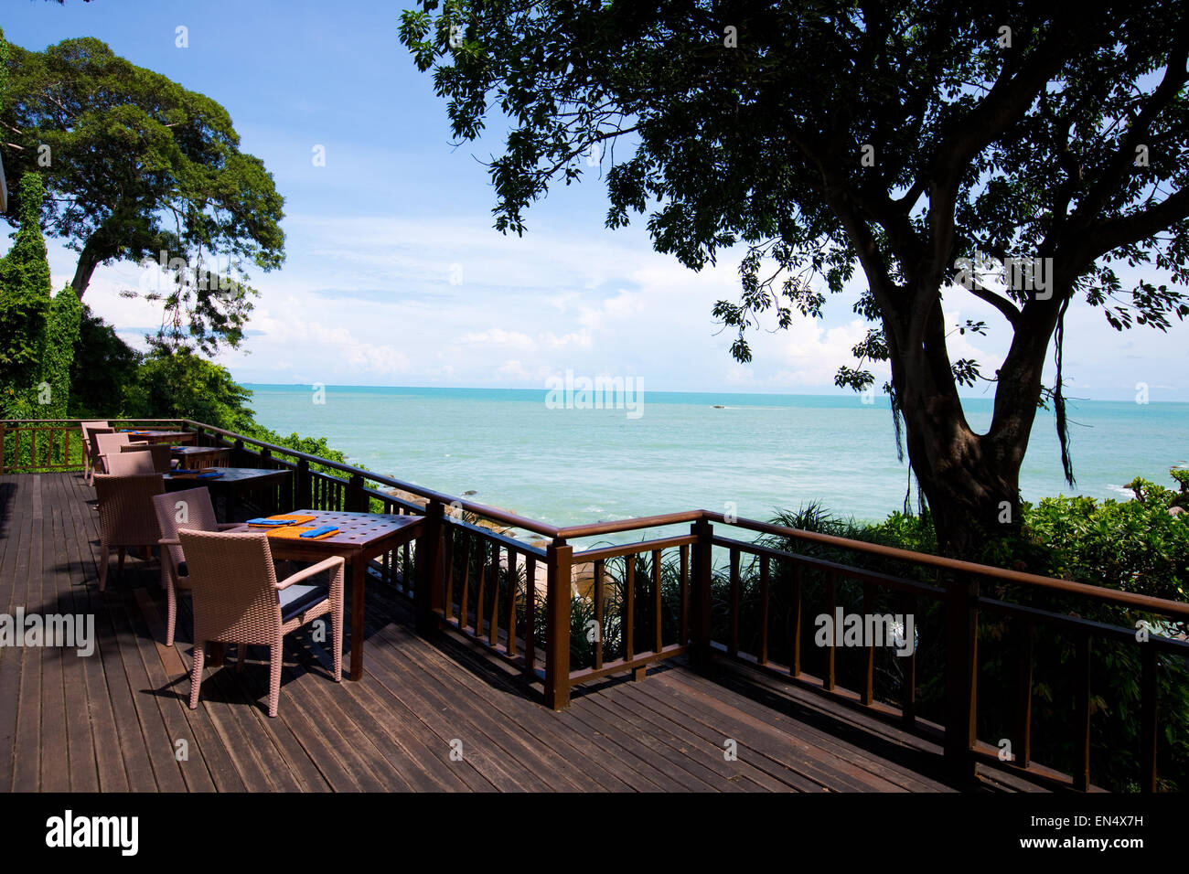Wooden verandah overlooking the beautiful sea Stock Photo - Alamy