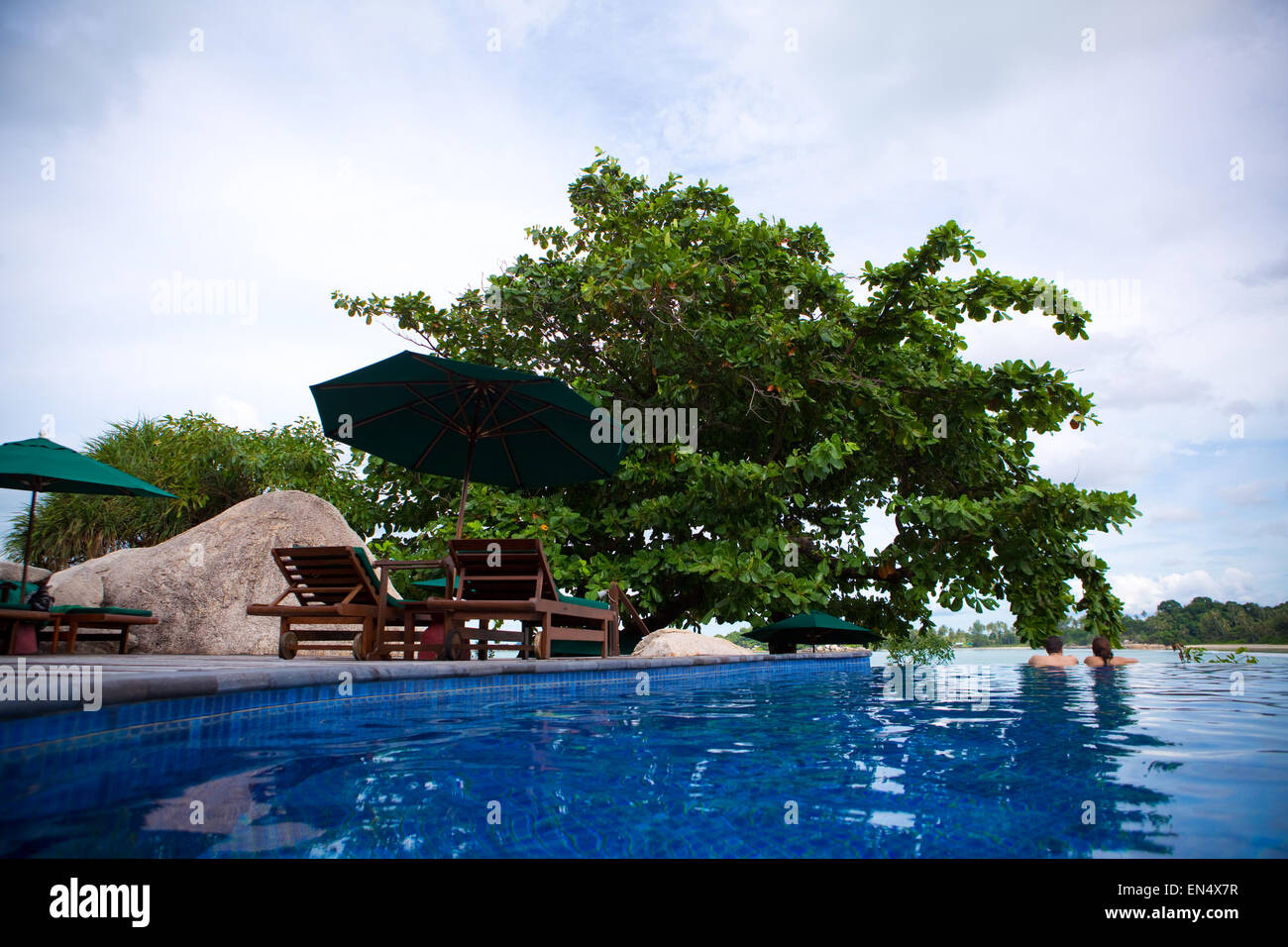 Beautiful swimming pool in a tropical island of Indonesia Stock Photo ...
