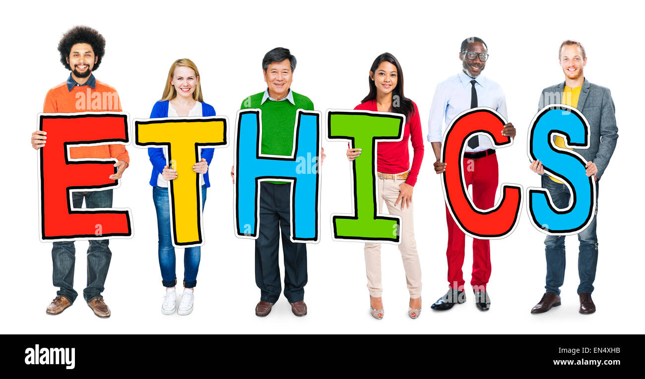 Group of Diverse People Holding Ethics Stock Photo - Alamy