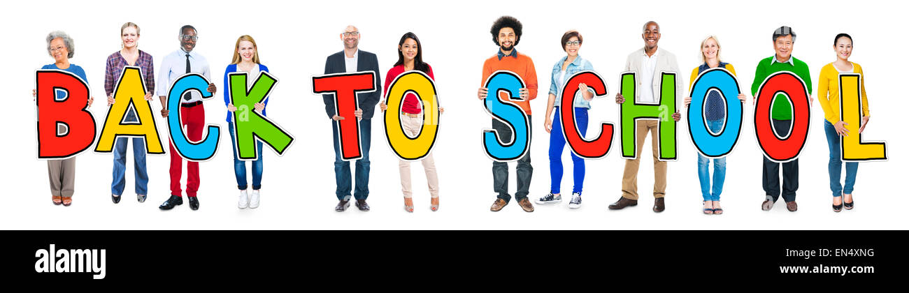 Diverse people holding text university hi-res stock photography and ...