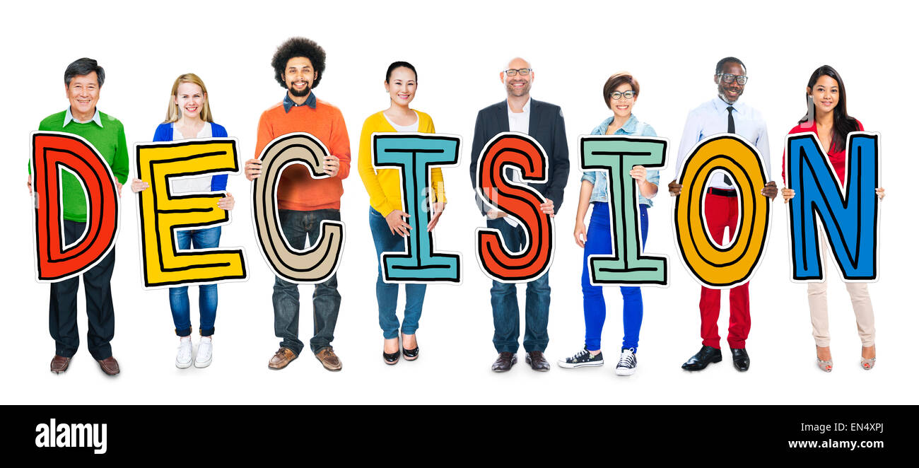 Group of People Standing Holding Decision Letter Stock Photo - Alamy
