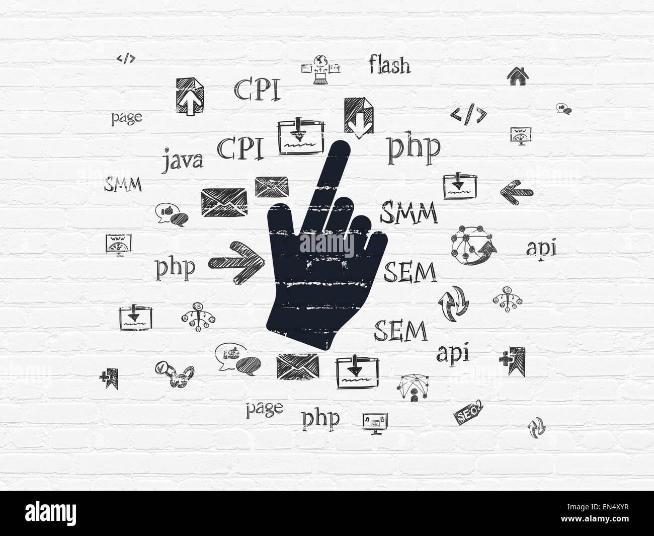 Web development concept: Mouse Cursor on wall background Stock Photo - Alamy
