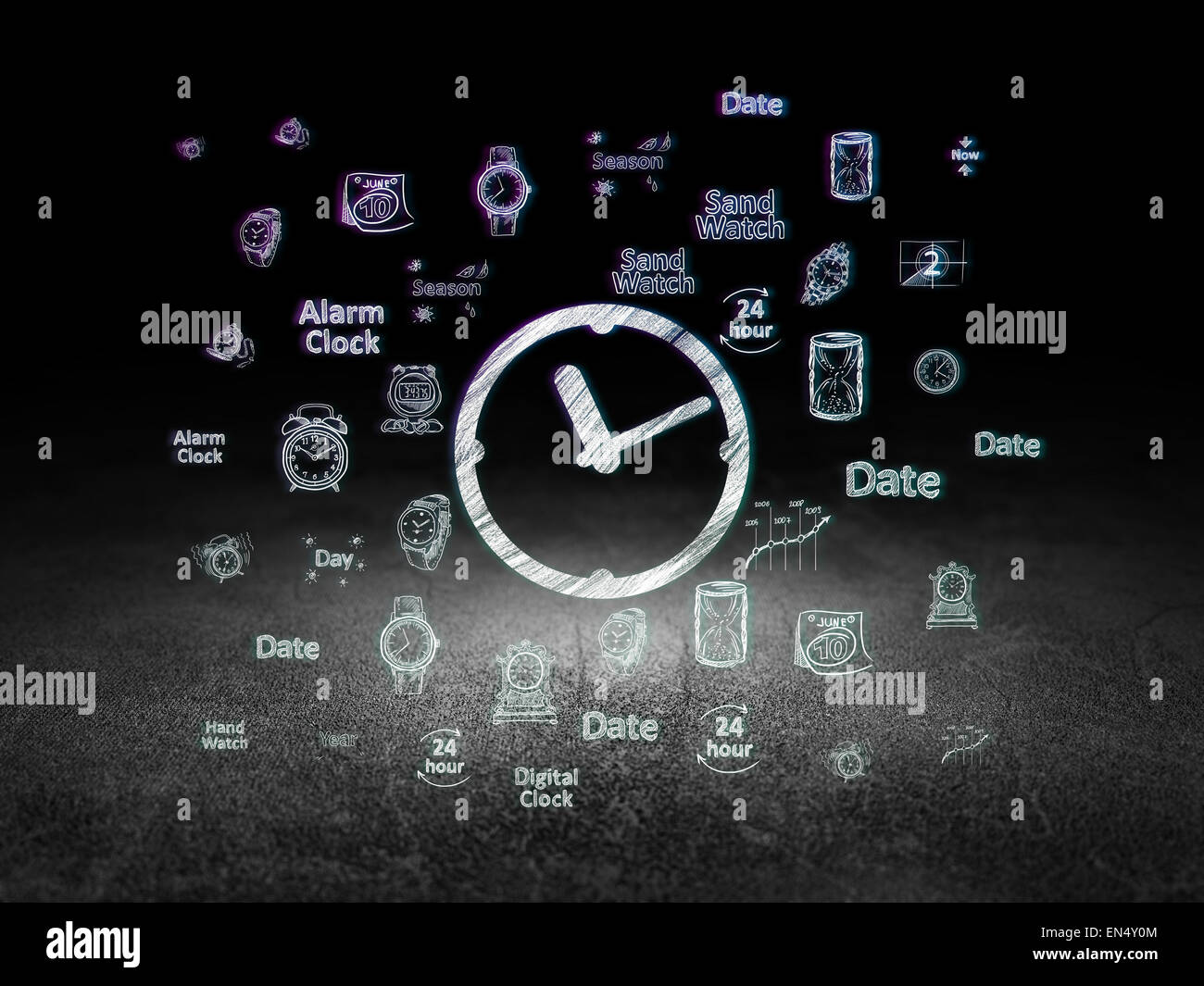 Time concept: Clock in grunge dark room Stock Photo - Alamy