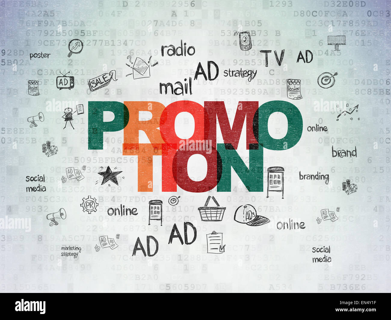 Advertising concept: Promotion on Digital Paper background Stock Photo ...