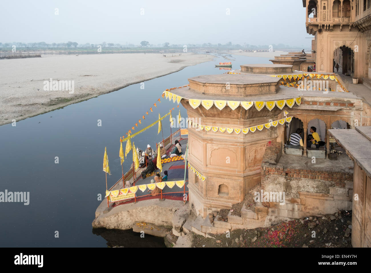 Ghats to the Yamuna river in Vrindavan Stock Photo - Alamy