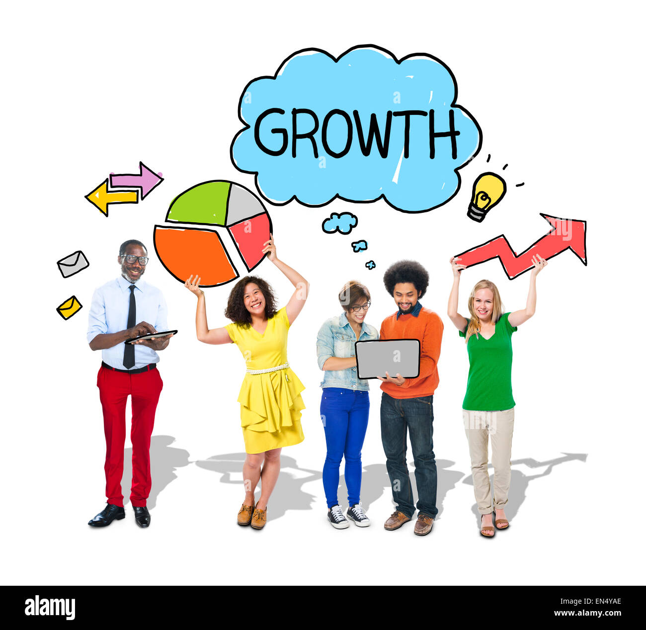 Group of People with Growth Diagrams Stock Photo - Alamy