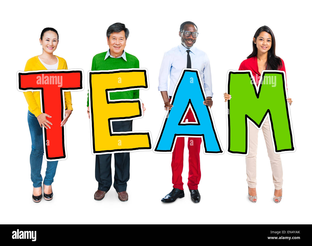 Group of Diverse People Holding Word Team Stock Photo - Alamy