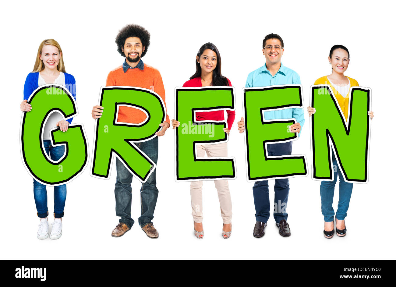 Group of People Holding Letter Green Concept Stock Photo - Alamy