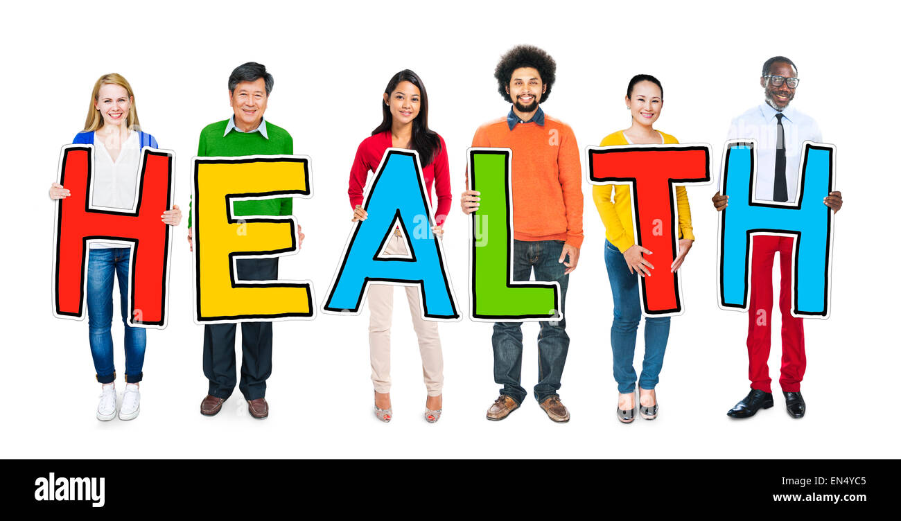 Group of People Standing Holding Health Stock Photo - Alamy