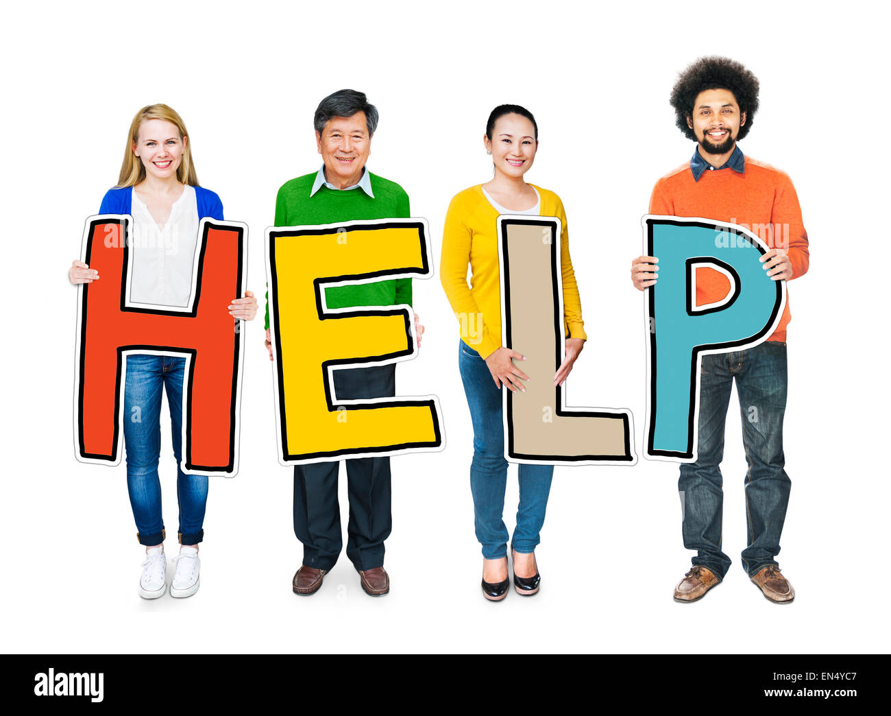 Group of People Standing Holding Help Stock Photo - Alamy