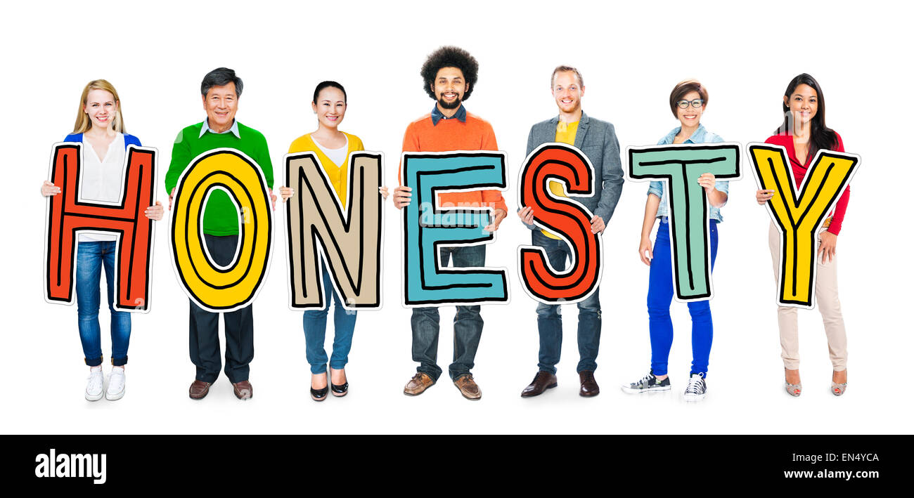 Group of Diverse People Holding Honesty Stock Photo - Alamy