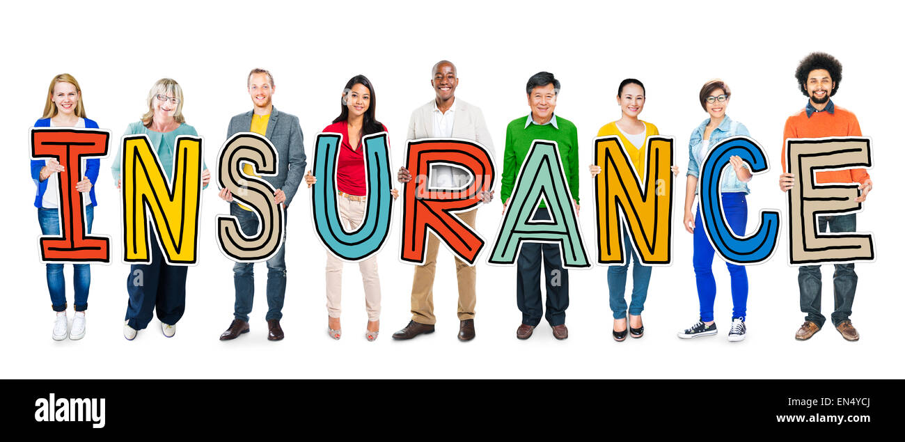 Multiethnic Group of People Holding Letter Insurance Concept Stock ...