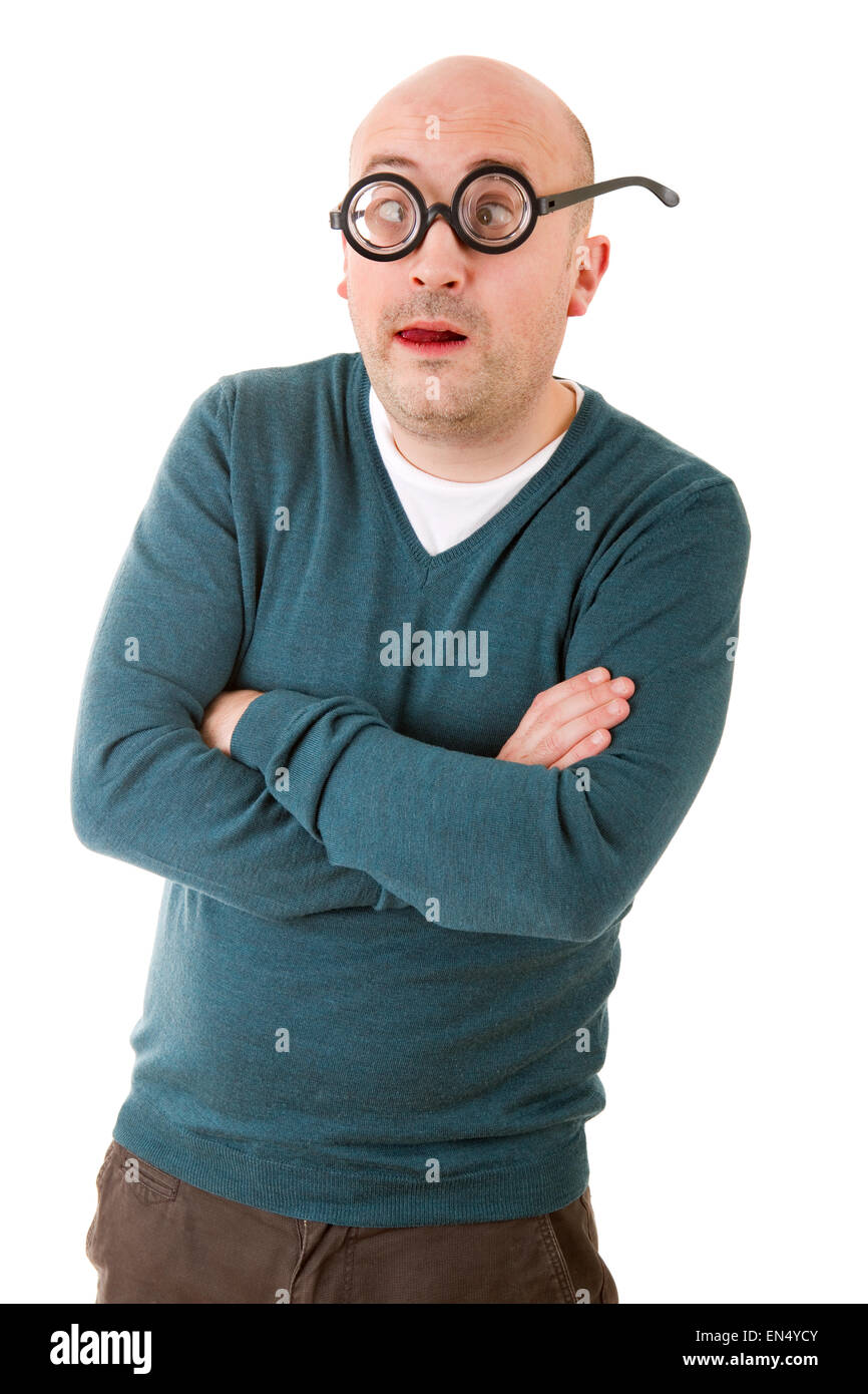 geek man isolated on white background Stock Photo - Alamy