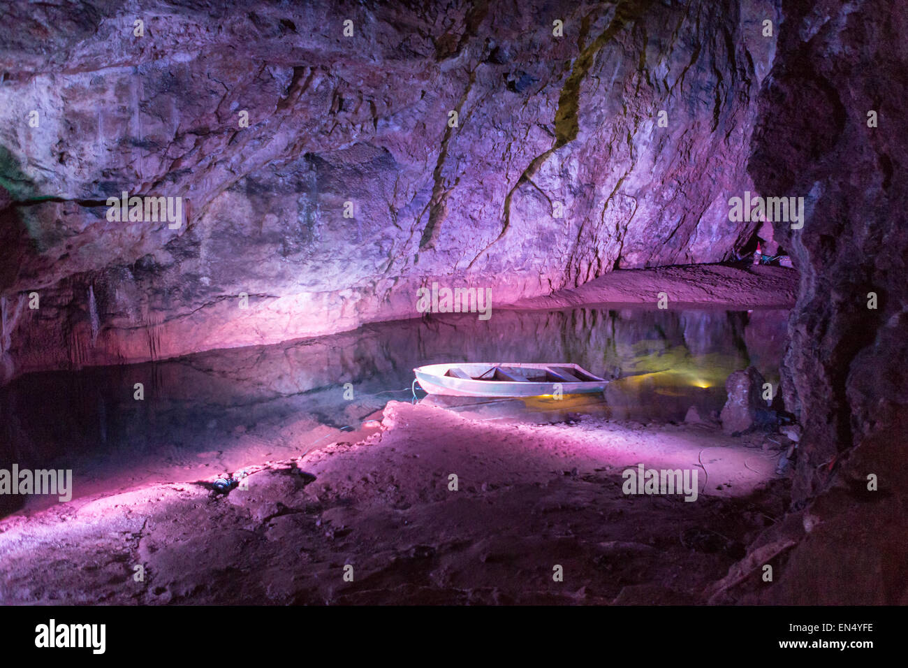 Cave formations in the Carboniferous limestone of the Mendip Hills are ...