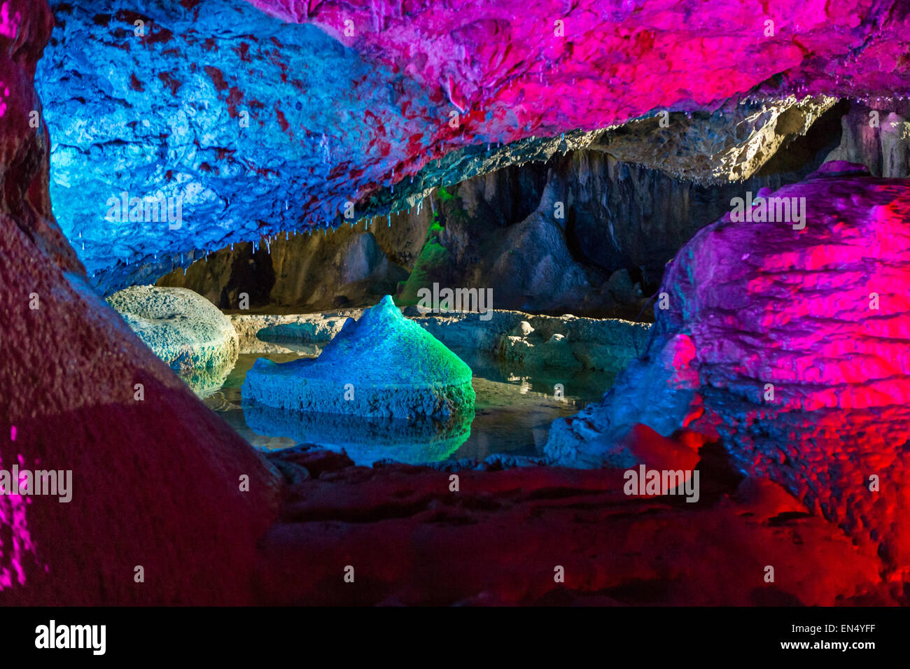 Cave formations in the Carboniferous limestone of the Mendip Hills are ...